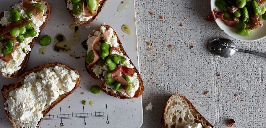 Fresh Ricotta, Fava Bean & Prosciutto Tartine | Volpi Foods